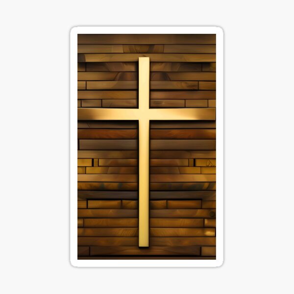"Golden cross in wood" Sticker for Sale by Gus-Wolvius | Redbubble