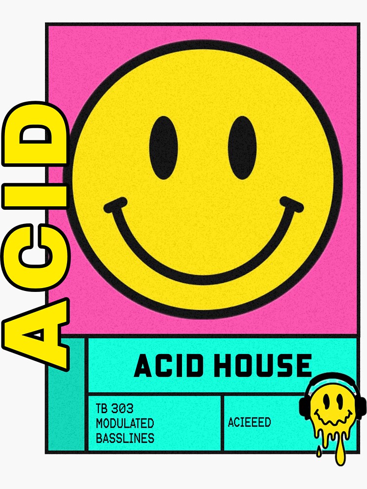 "ACID HOUSE - Acieeed" Sticker for Sale by Discothreadz | Redbubble