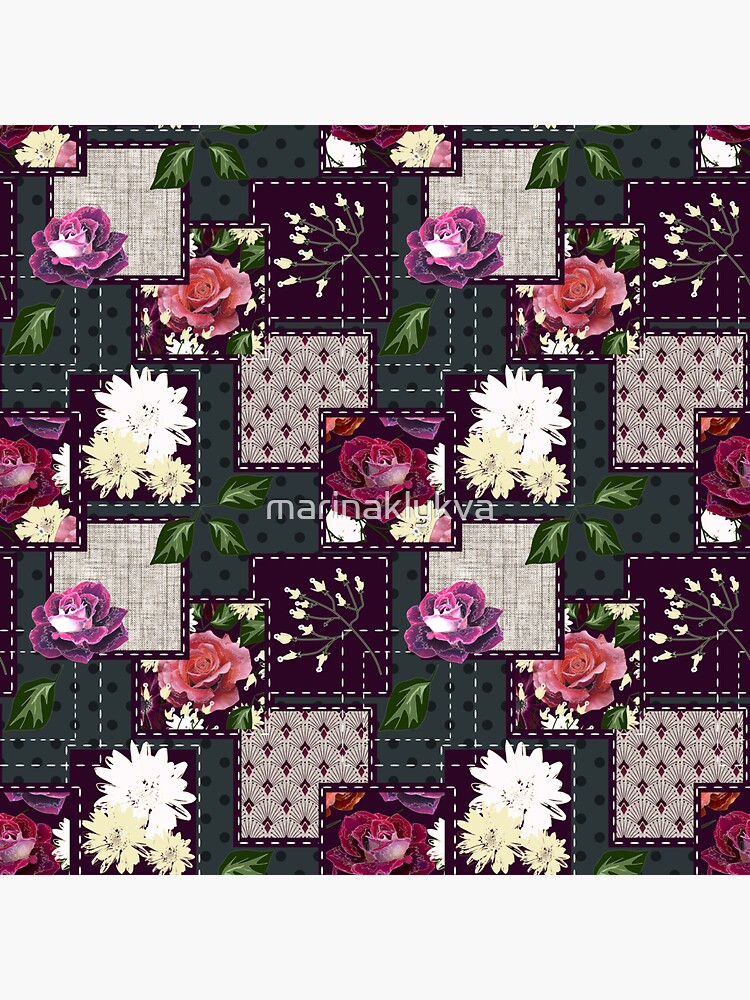 " Retro floral patchwork" Sticker for Sale by marinaklykva | Redbubble