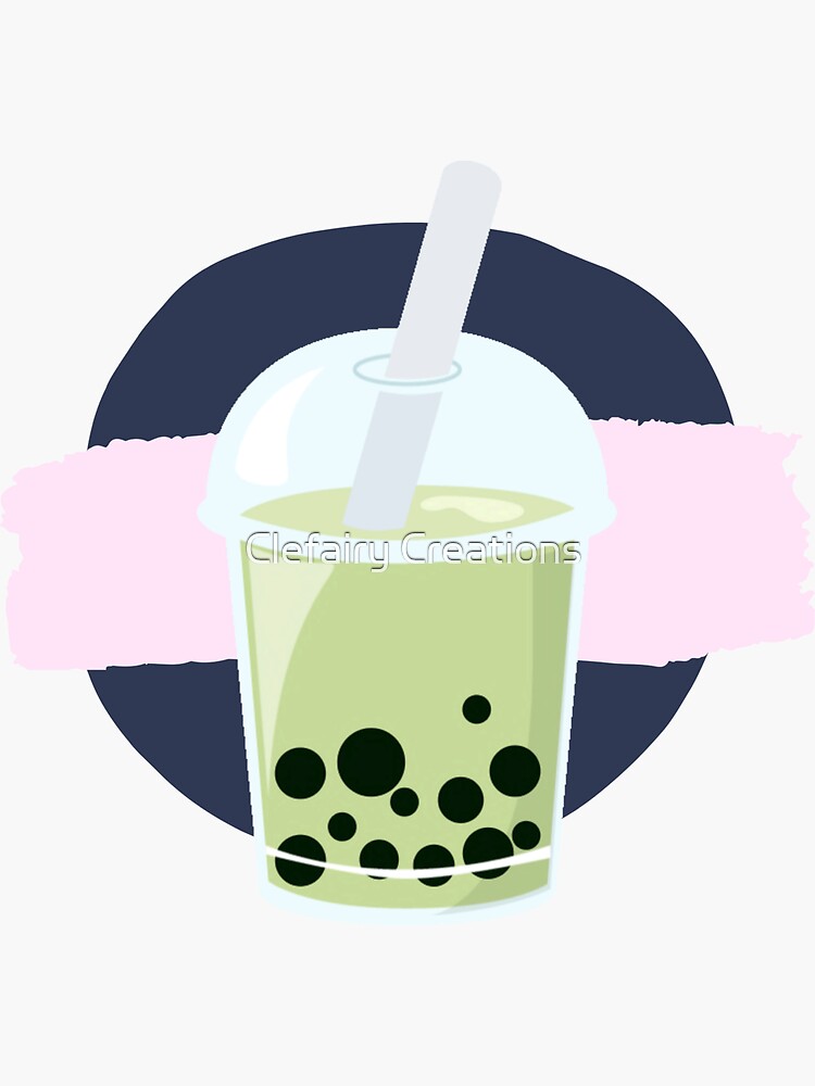 "Pastel Green and Pastel Pink Boba Tea Design" Sticker for Sale by ...