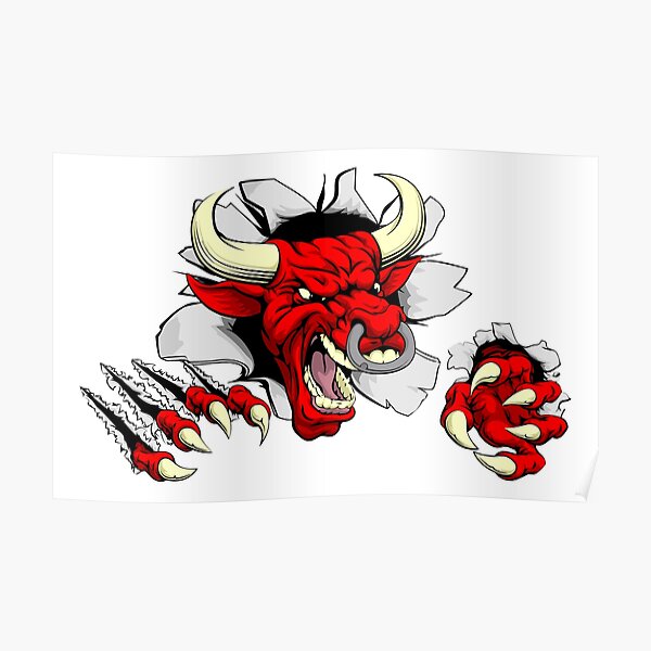 "Angry Scary Bull" Poster for Sale by Mahe-Art | Redbubble