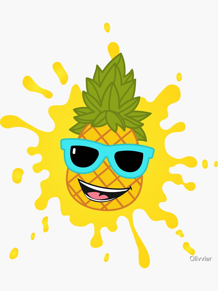 "Anatomy Of A Pineapple Cool Pineapple Design Smiling" Sticker for Sale ...