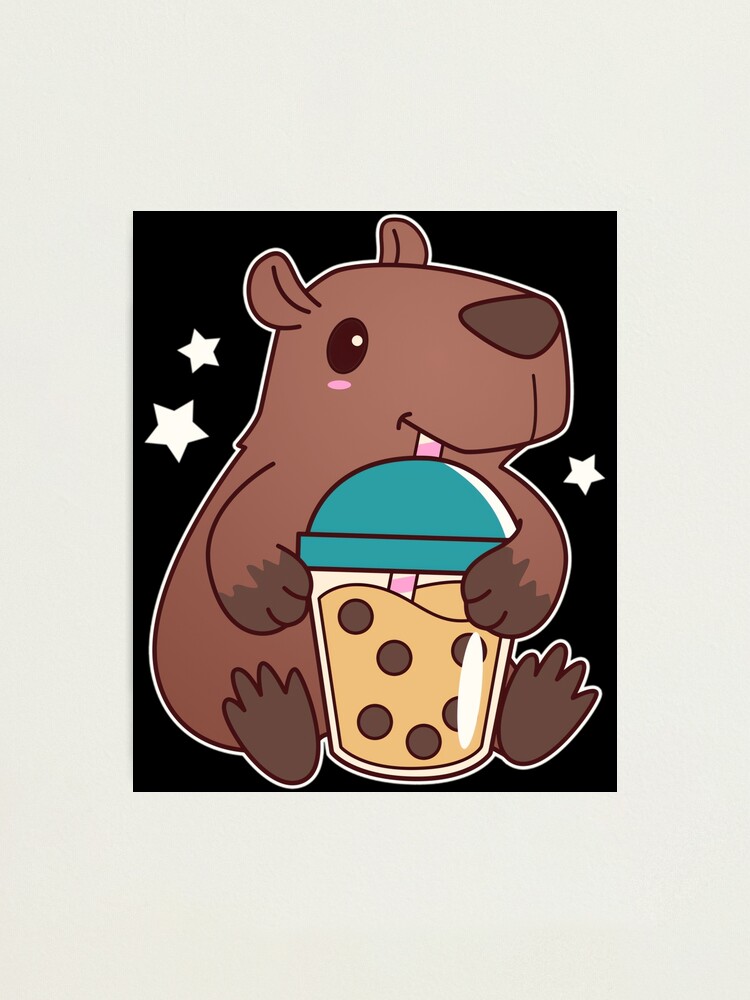 "Cute Kawaii Capybara Drinking Bubble Tea - Boba Capibara ...