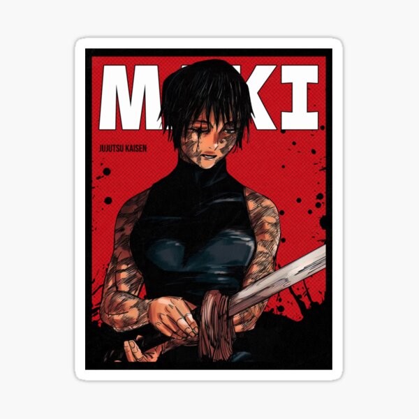 "Maki Zenin Jujutusu Kaisen Red Comic Design v2" Sticker for Sale by ...