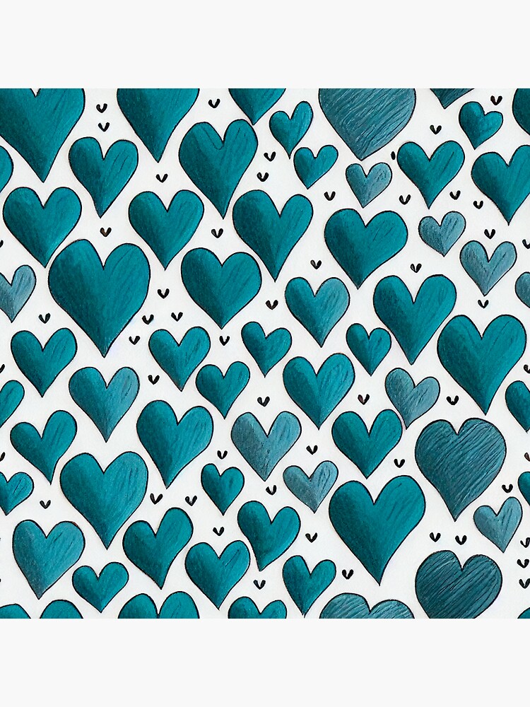 "Hand Drawn Turquoise Cute Hearts" Sticker for Sale by GrimCutie ...
