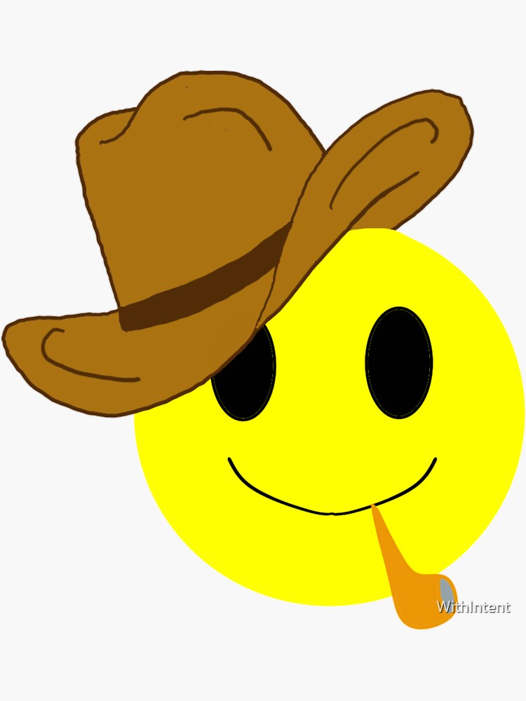 "Cowboy smiley face emoji," Sticker for Sale by WithIntent | Redbubble