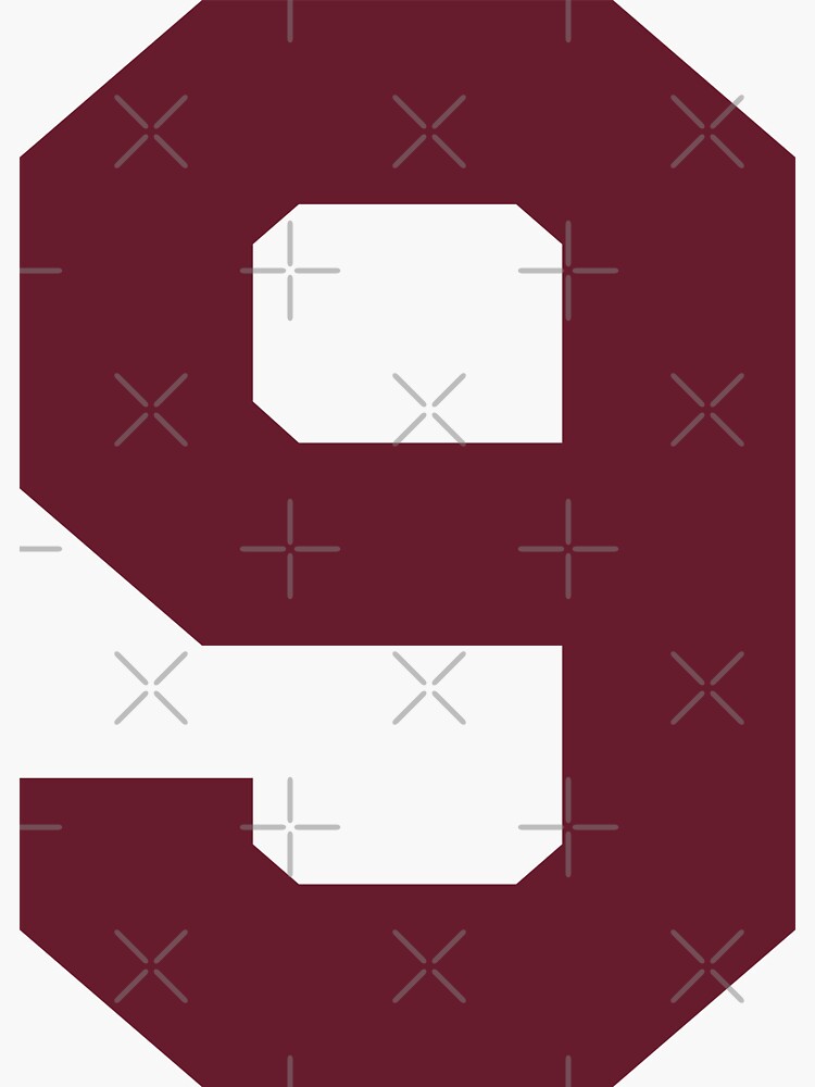 "Number 9, Maroon nine, Sports number 9" Sticker for Sale by ...