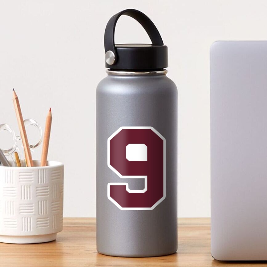"Number 9, Maroon nine, Sports number 9" Sticker for Sale by ...