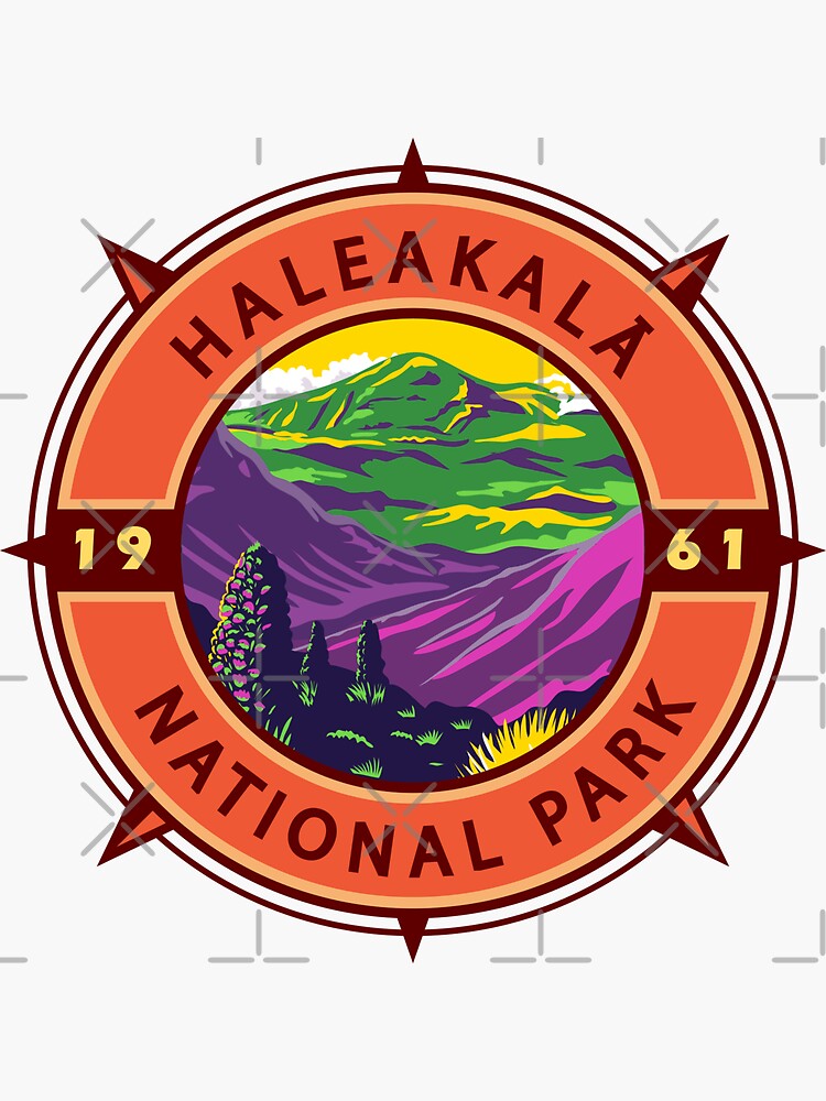 "Haleakala National Park Retro Compass Emblem" Sticker for Sale by KrisSidDesigns | Redbubble