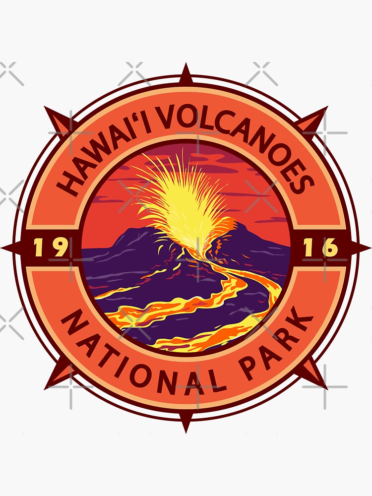 "Hawaii Volcanoes National Park Retro Compass Emblem" Sticker for Sale by KrisSidDesigns | Redbubble