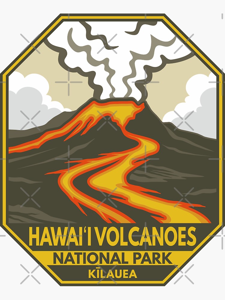 "Hawaii Volcanoes National Park Kilauea Retro Emblem" Sticker for Sale ...