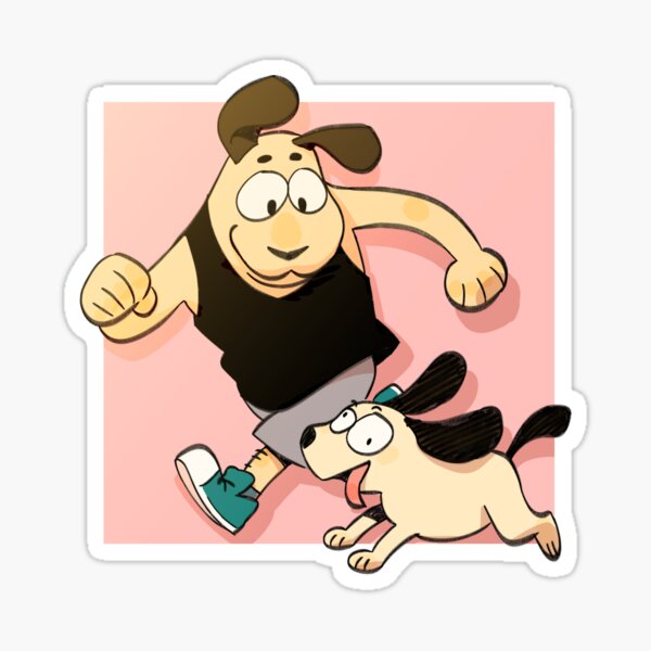 "running dog with dog" Sticker for Sale by HUMBOsketch | Redbubble