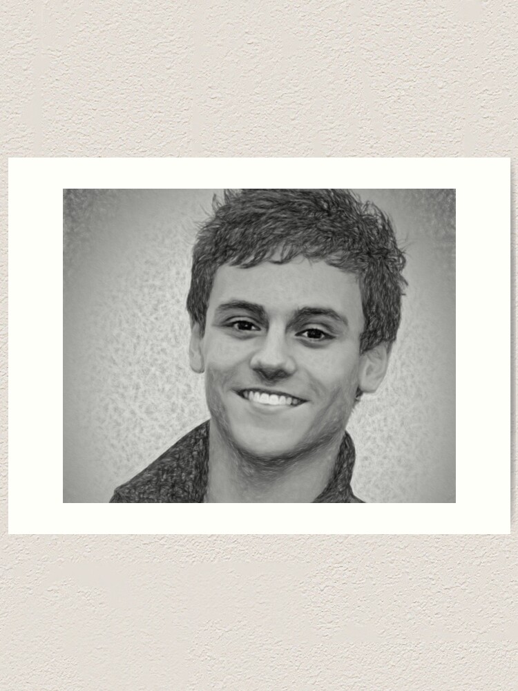 "Drawing - Tom Daley handsome smile" Art Print by michaeltaggart ...