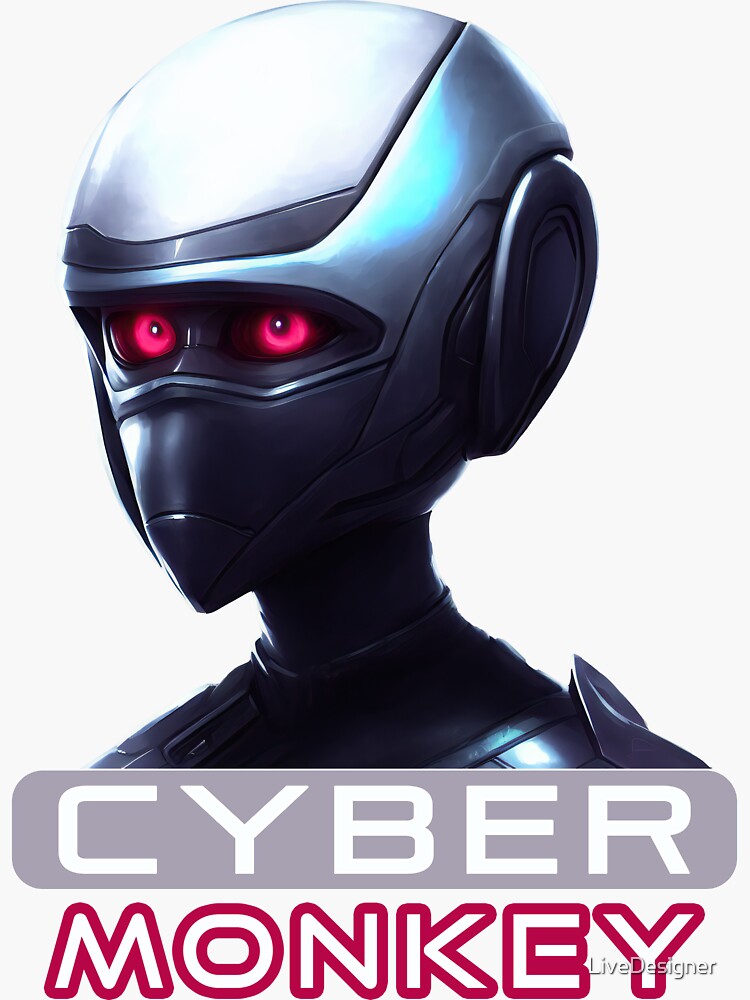 "Cyber Monkey Robot/Mech Companion" Sticker for Sale by LiveDesigner | Redbubble
