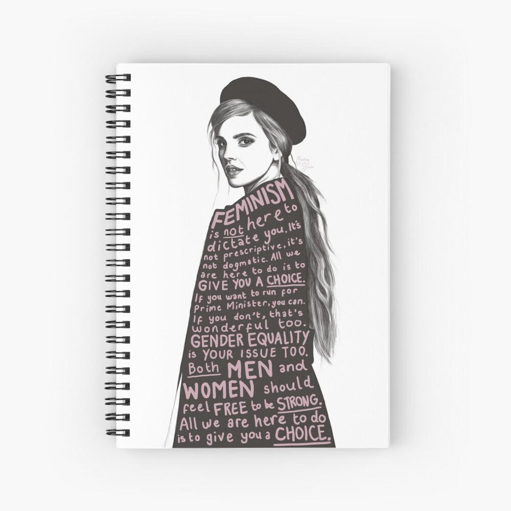 "Emma Watson Feminism Design" Spiral Notebook for Sale by ...