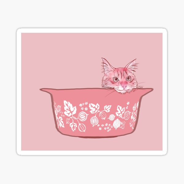 "Cat in Vintage Bowl Gooseberry Pyrex" Sticker for Sale by ...
