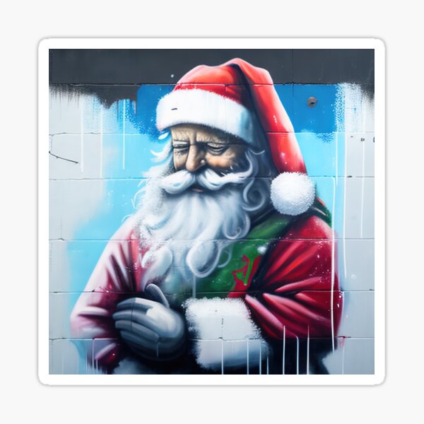 "Santa graffiti wall art" Sticker for Sale by XmasPatterns | Redbubble