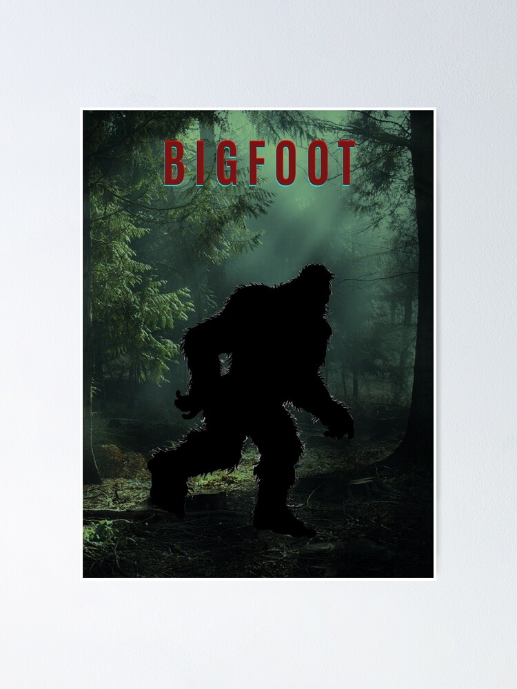 "Bigfoot sasquatch walking through the dark forest mountain woods in ...