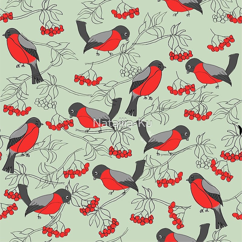 "Robins Pattern" by Nataliia-Ku | Redbubble