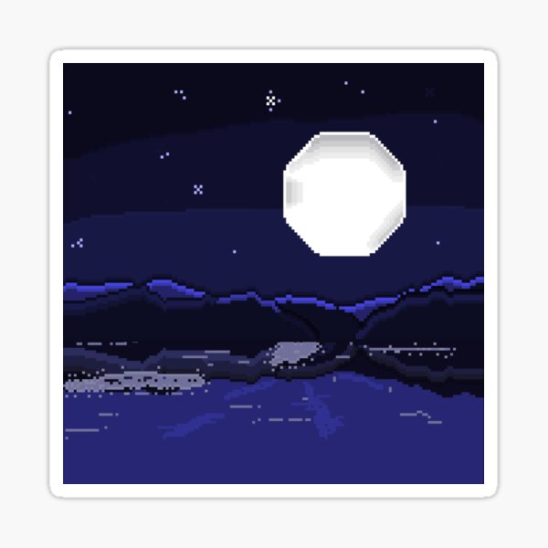 "night sea view illustration - pixel art" Sticker for Sale by ...