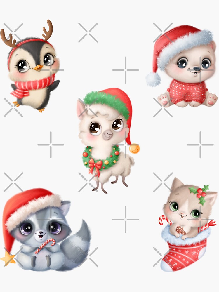 "Cute Christmas Animals Sticker Pack" Sticker for Sale by Pixelish ...