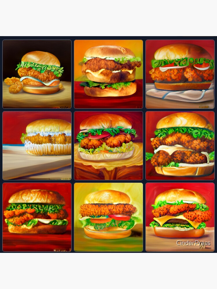 "Fried Chicken Sandwich art" Poster for Sale by CinderPress | Redbubble