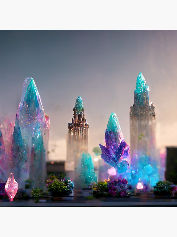 "Crystal City" Sticker for Sale by Ethereal-Realms | Redbubble