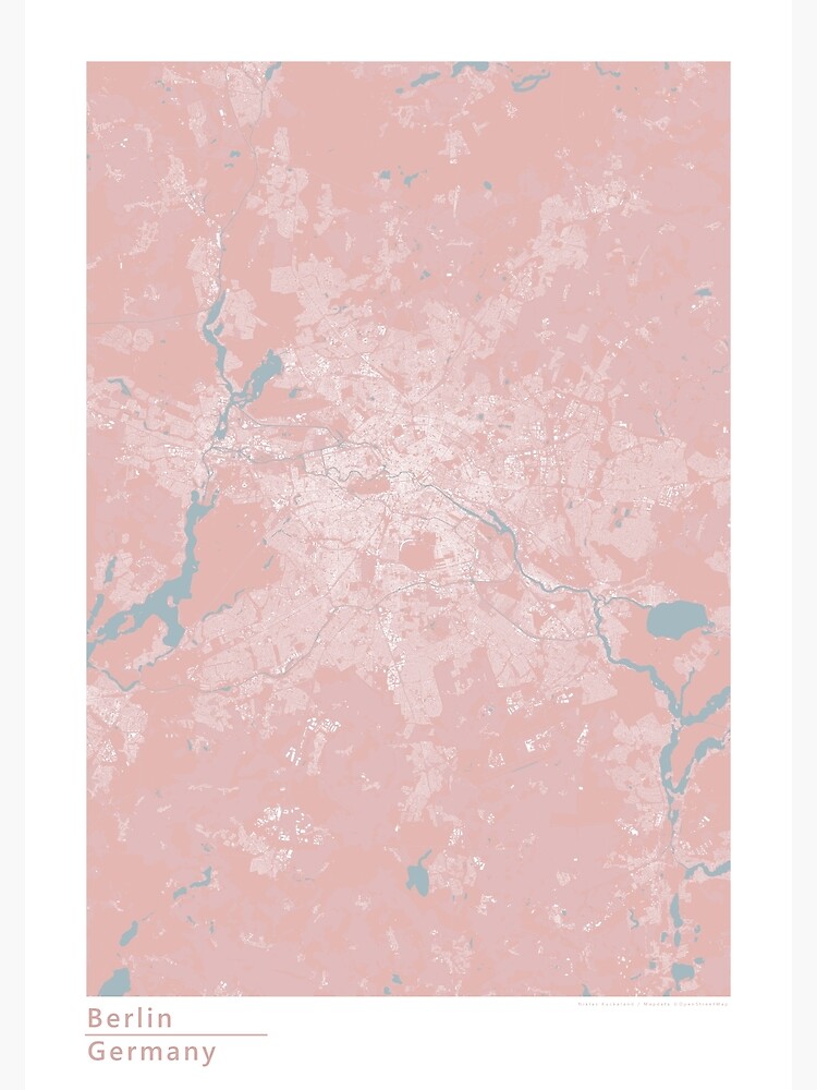Berlin - City Plan / Map / Figure Ground Plan - Colored Old Pink And ...