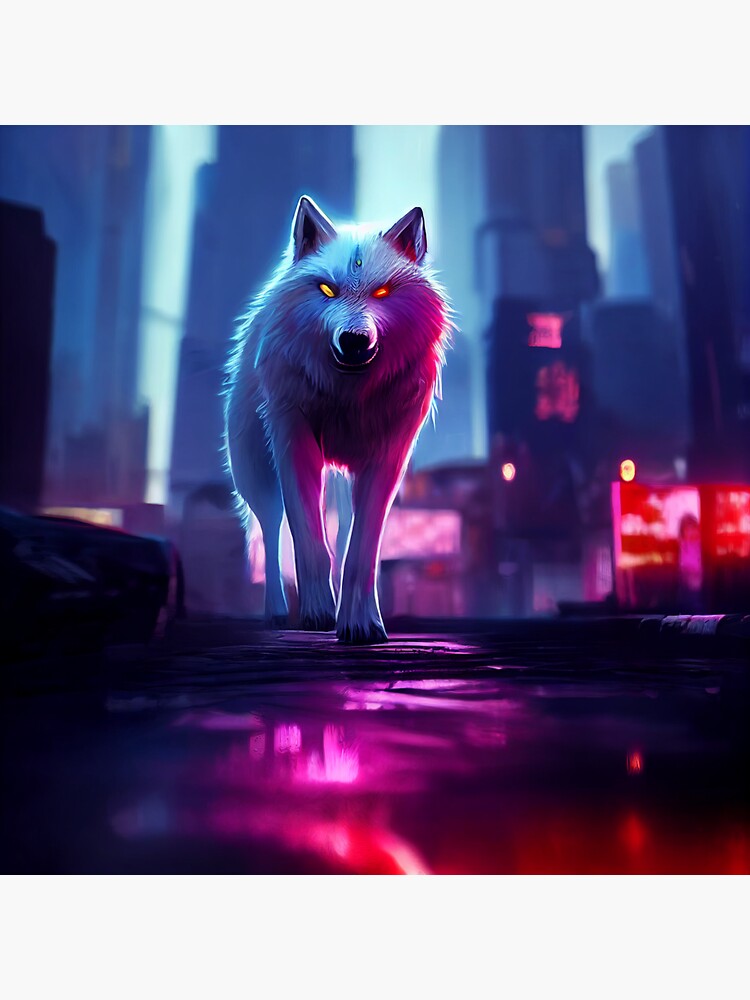 "Cyber Wolf by ai.miilk" Sticker for Sale by ai-miilk | Redbubble