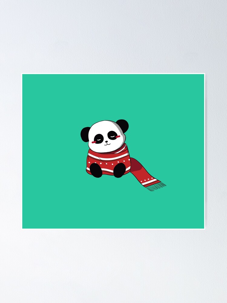 "Panda & his Big Red Scarf " Poster for Sale by pandy-mood | Redbubble