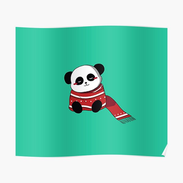 "Panda & his Big Red Scarf " Poster for Sale by pandy-mood | Redbubble
