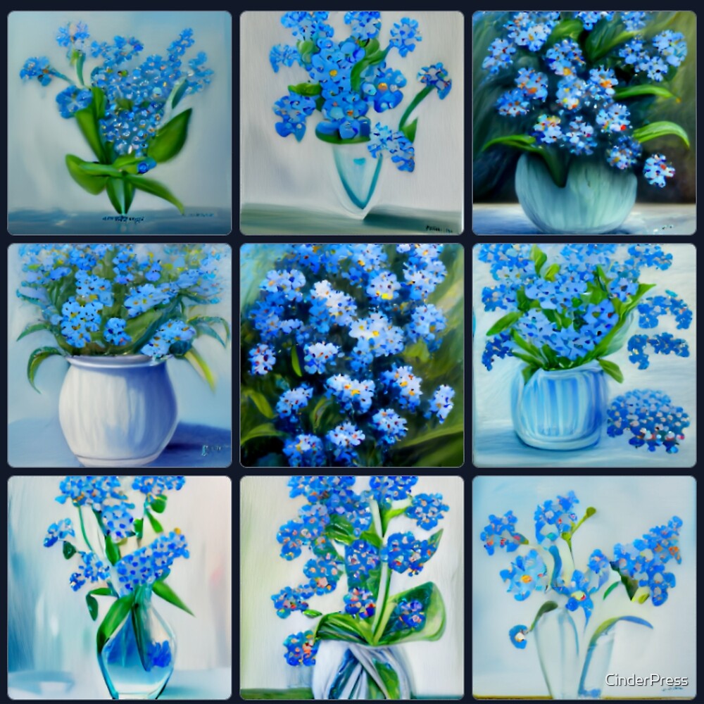 "Forget Me Not art / Flowers art" by CinderPress | Redbubble