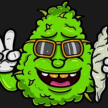 "Weed Bud Cartoon With Glass and Bring Cigarette." Sticker for Sale by ...