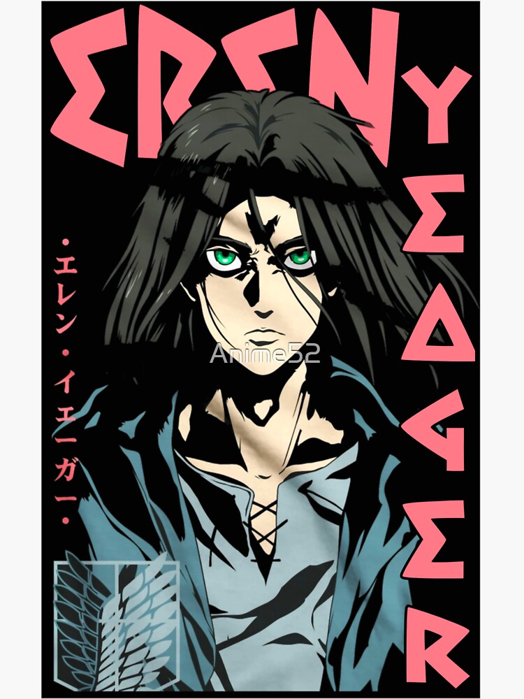 "Aot eren yaeger" Sticker for Sale by Anime52 | Redbubble