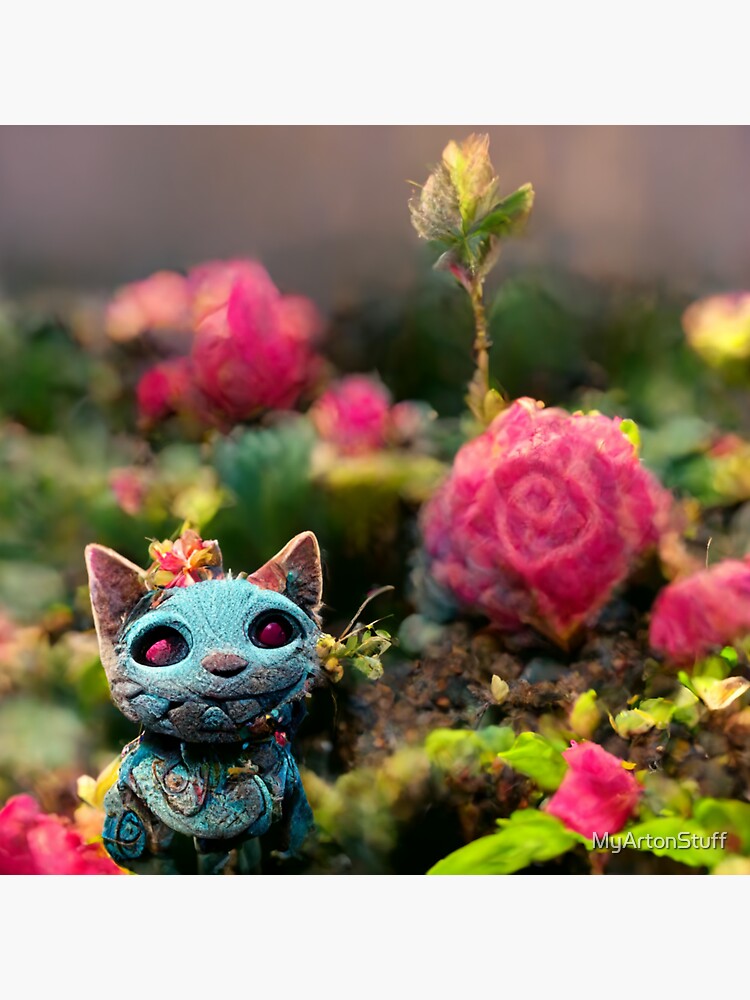 "Cute Kitty Cat in Roses #42" Sticker for Sale by MyArtonStuff | Redbubble