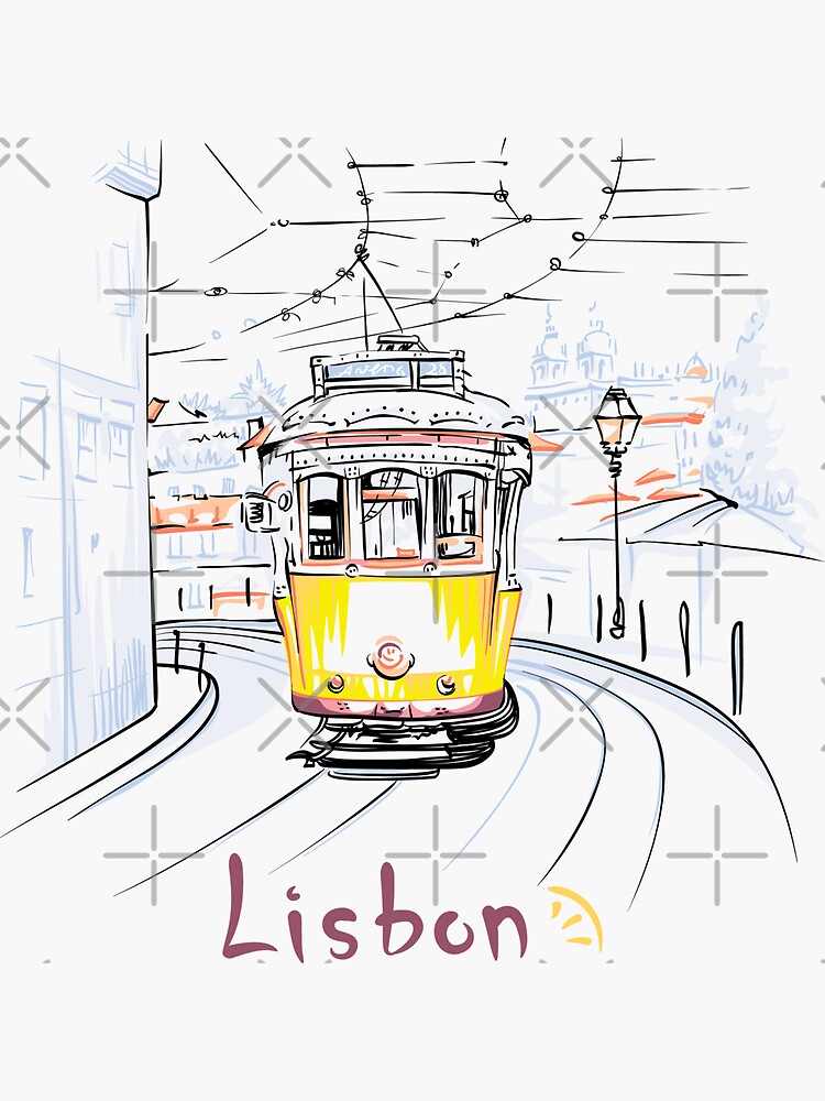 " Famous vintage yellow 28 tram in Lisbon" Sticker by kavalenkava ...