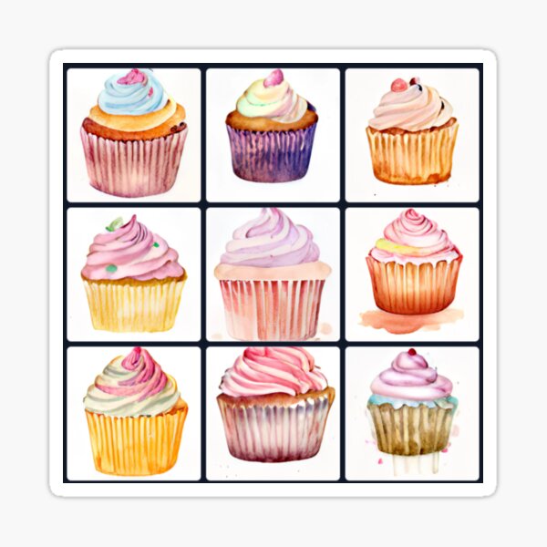 "Vanilla Cupcakes art / Mini cakes art" Sticker for Sale by CinderPress ...