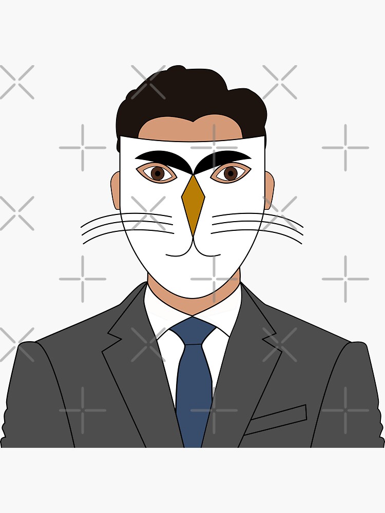 "A cat and an owl - Man with catowl mask" Sticker for Sale by Alef1991 ...