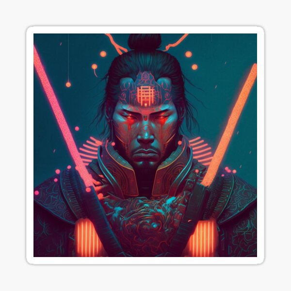 "Cyberpunk Samurai Warlord " Sticker for Sale by damirst | Redbubble