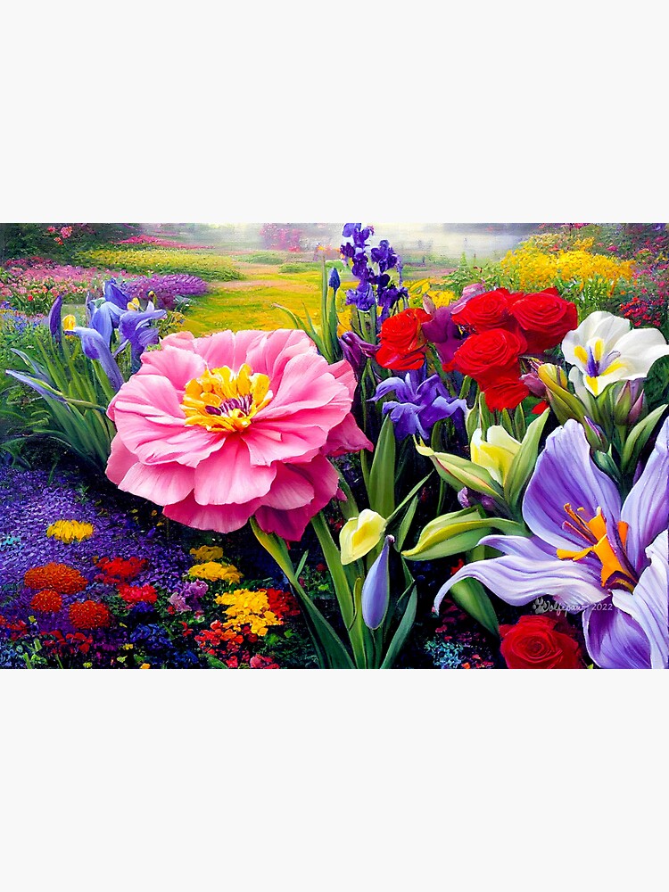 "MidJourney AI Multicolor Flowers" Sticker for Sale by wolfepaw | Redbubble