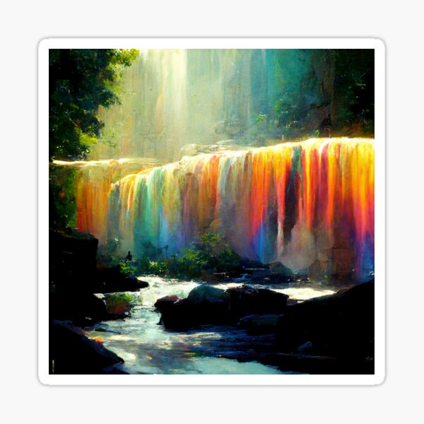 "Rainbow waterfalls" Sticker for Sale by MondoFantasIA | Redbubble