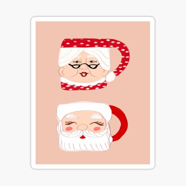 "Pink Christmas Retro Santa & Mrs Claus mugs" Sticker for Sale by ...
