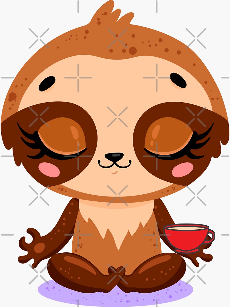" Yoga Coffee Naps Repeat - Sloth " Sticker for Sale by ahmedfeki ...