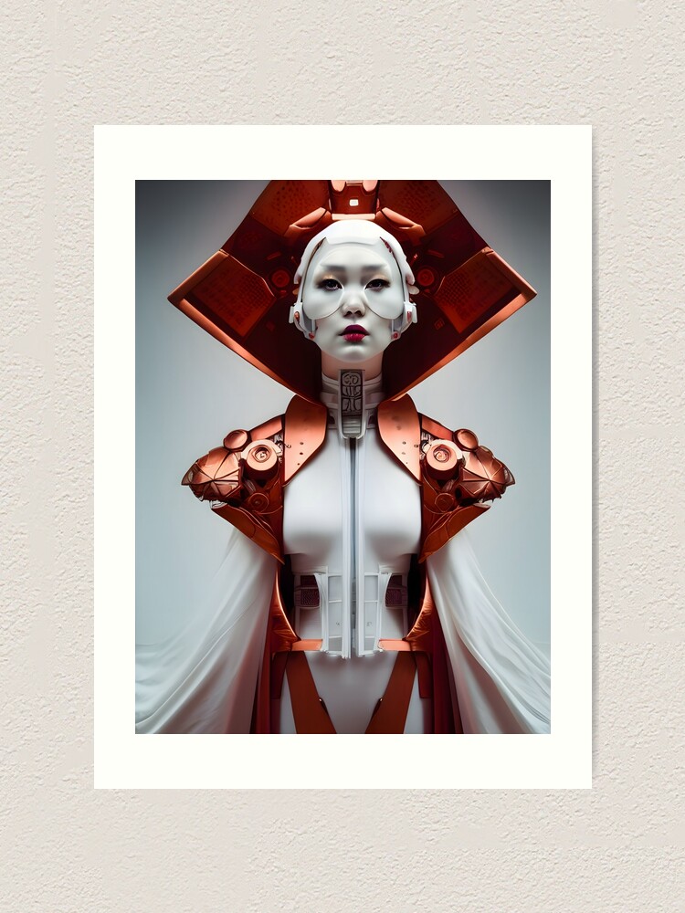 "Japanese Geisha Cyborg with copper kimono - modern cyberpunk digital ...