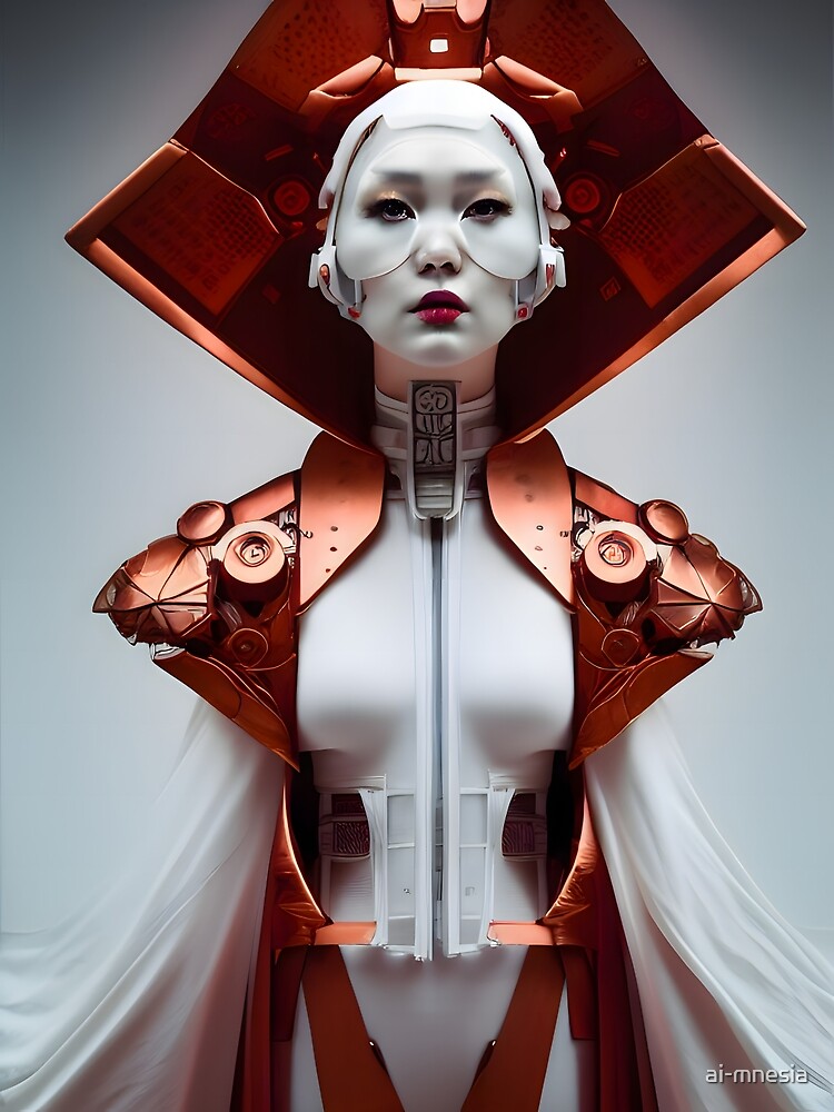 "Japanese Geisha Cyborg with copper kimono - modern cyberpunk digital ...