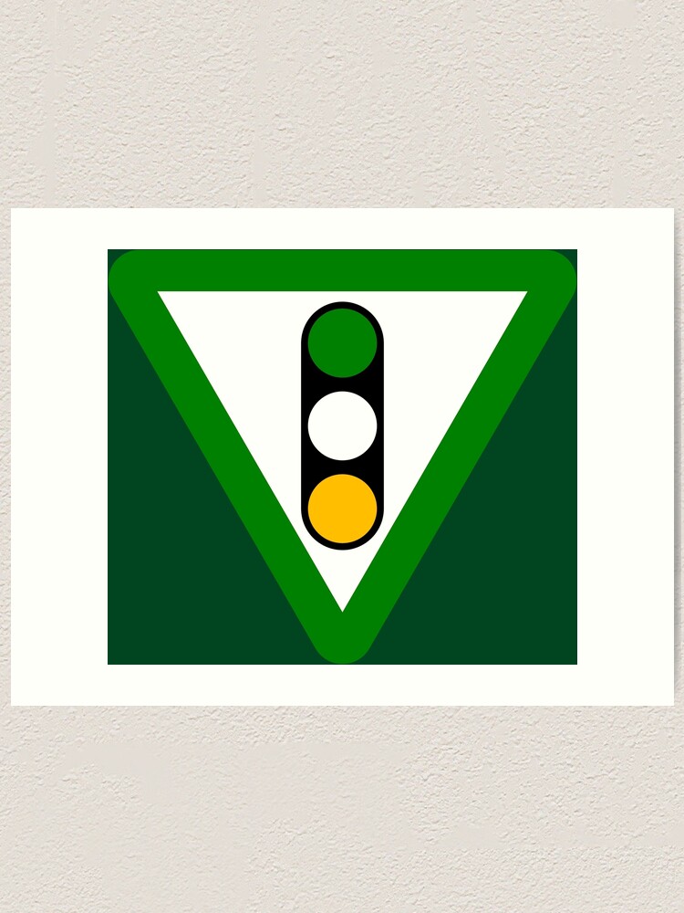 "Irish traffic light gold white green warning sign" Art Print for Sale ...
