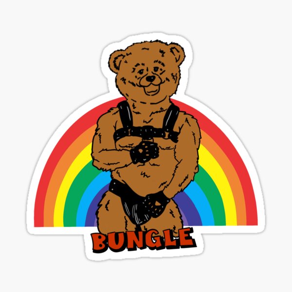 "Bungle the leather rainbow bear " Sticker for Sale by 3leggeddogg | Redbubble