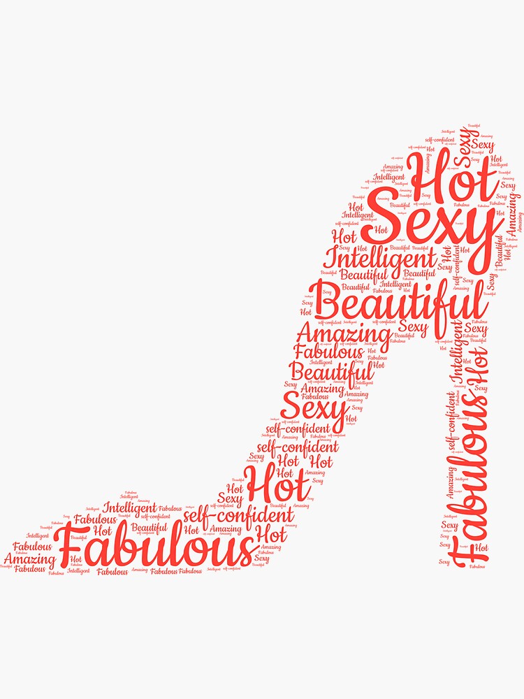 "Red High Heeled Shoe Word Art" Sticker for Sale by BraveNewDesigns ...