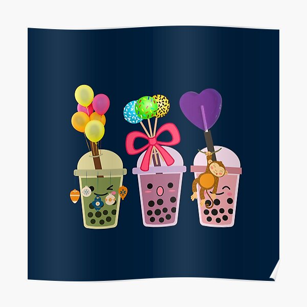 "Bubble Boba Tea" Poster for Sale by 4CoolKats | Redbubble