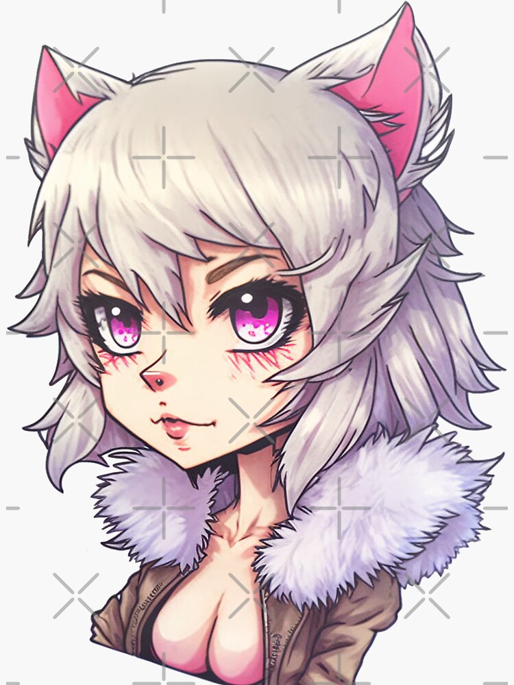 Lisette Wolf Girl Anime Waifu Sticker For Sale By Waifu Stickers Redbubble